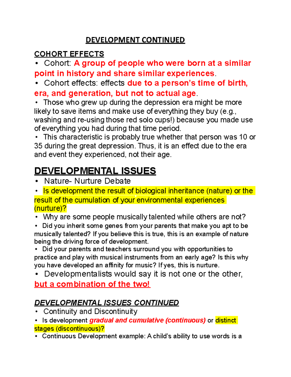 Development 2 - lecture notes providing the details on the foundation ...