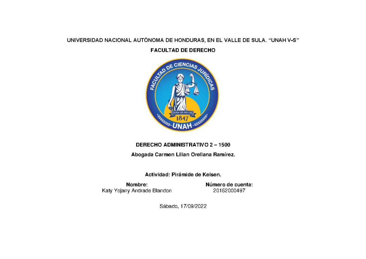 Piramide DE Kelsen - UNIVERSIDAD NACIONAL AUTÓNOMA DE HONDURAS, EN EL ...