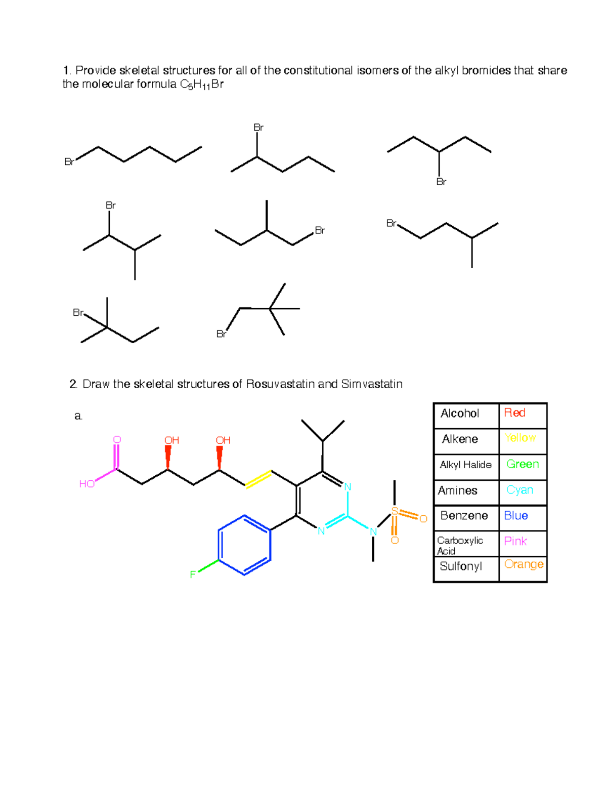 Chem Draw Lab- UGA - 1. Provide skeletal structures for all of the ...