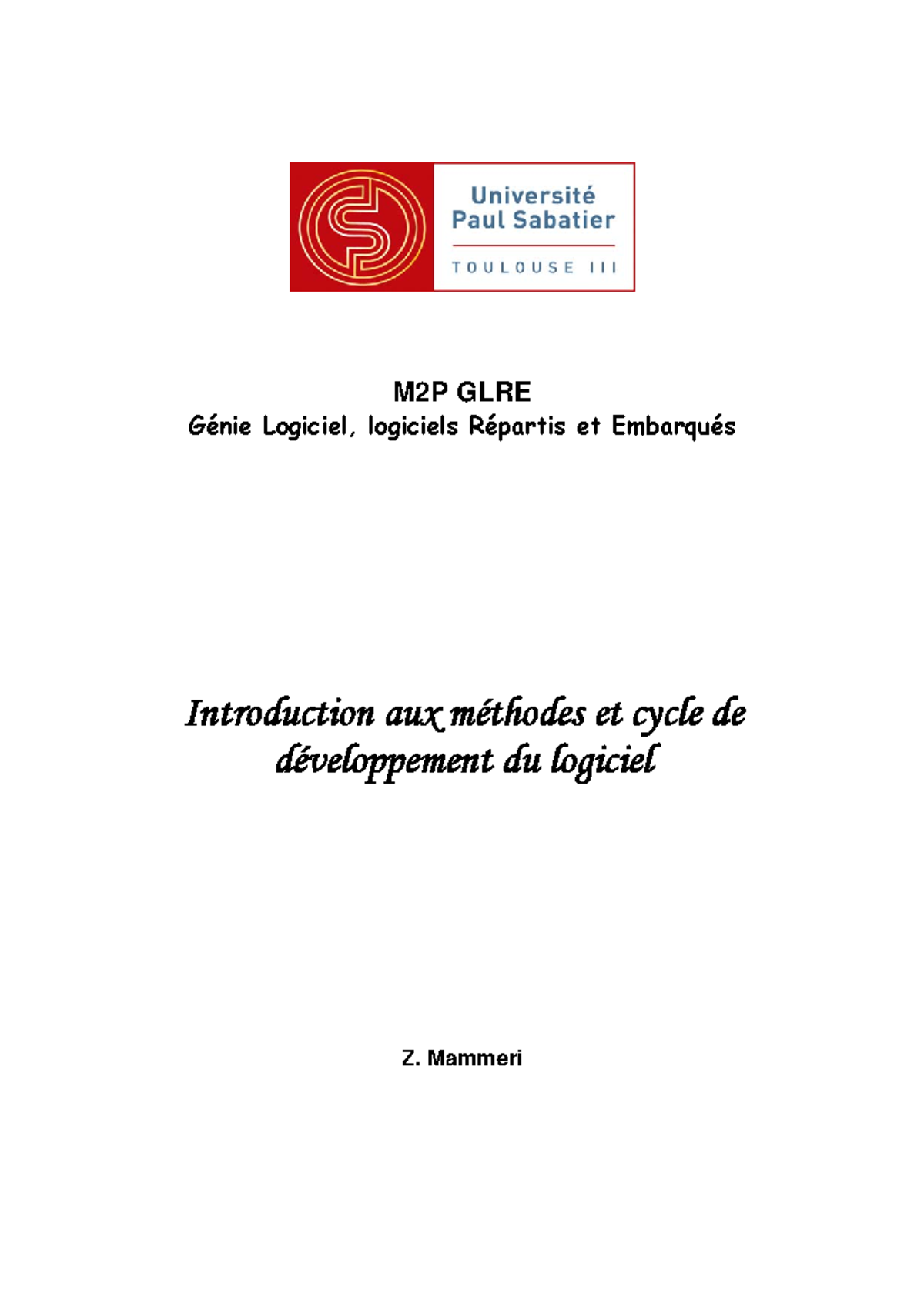 Chap1Intro GL - course 1 - M2P GLRE Génie Logiciel, logiciels Répartis ...