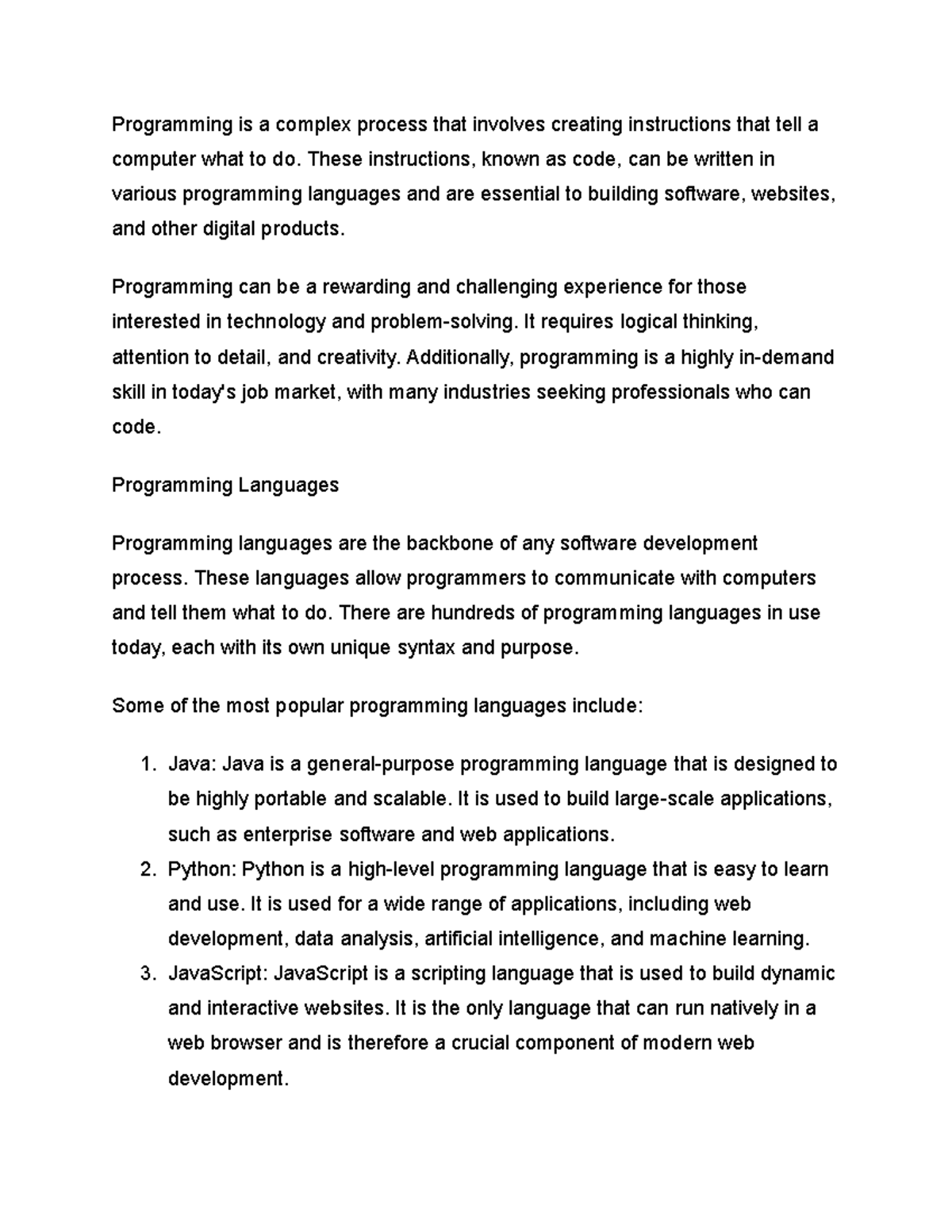 Studoc-3 - Class notes - Programming is a complex process that involves ...