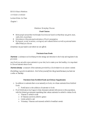 BIO210 Chapter 2 Lecture Notes - BIO210 Basic Nutrition 1/24/2023-1/26 ...