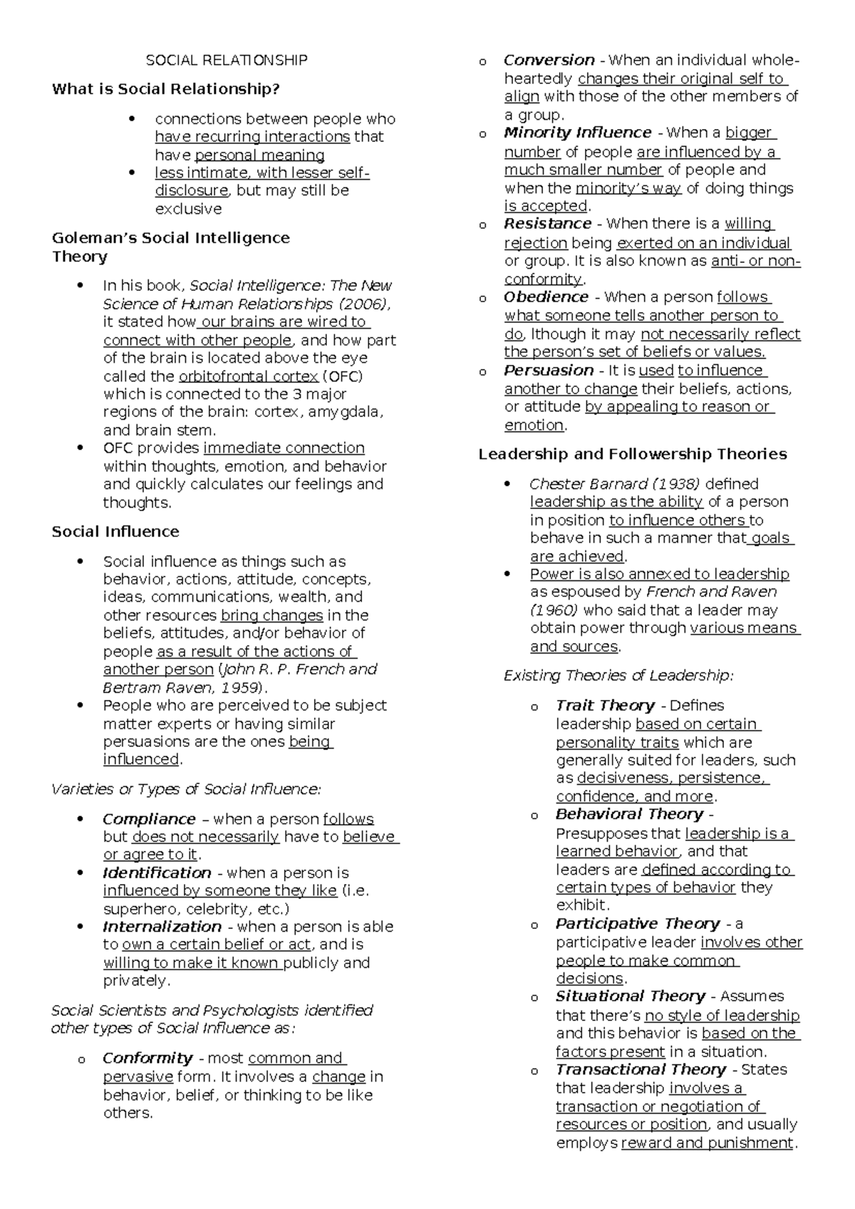 Social Relationship Per Dev Summary - SOCIAL RELATIONSHIP What is ...
