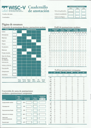 Manual Tecnico e Interpretacion WISC V - ®PsychCorp TT WISC-V ESCALA DE INTELIGENCIA DE WECHSLER ...