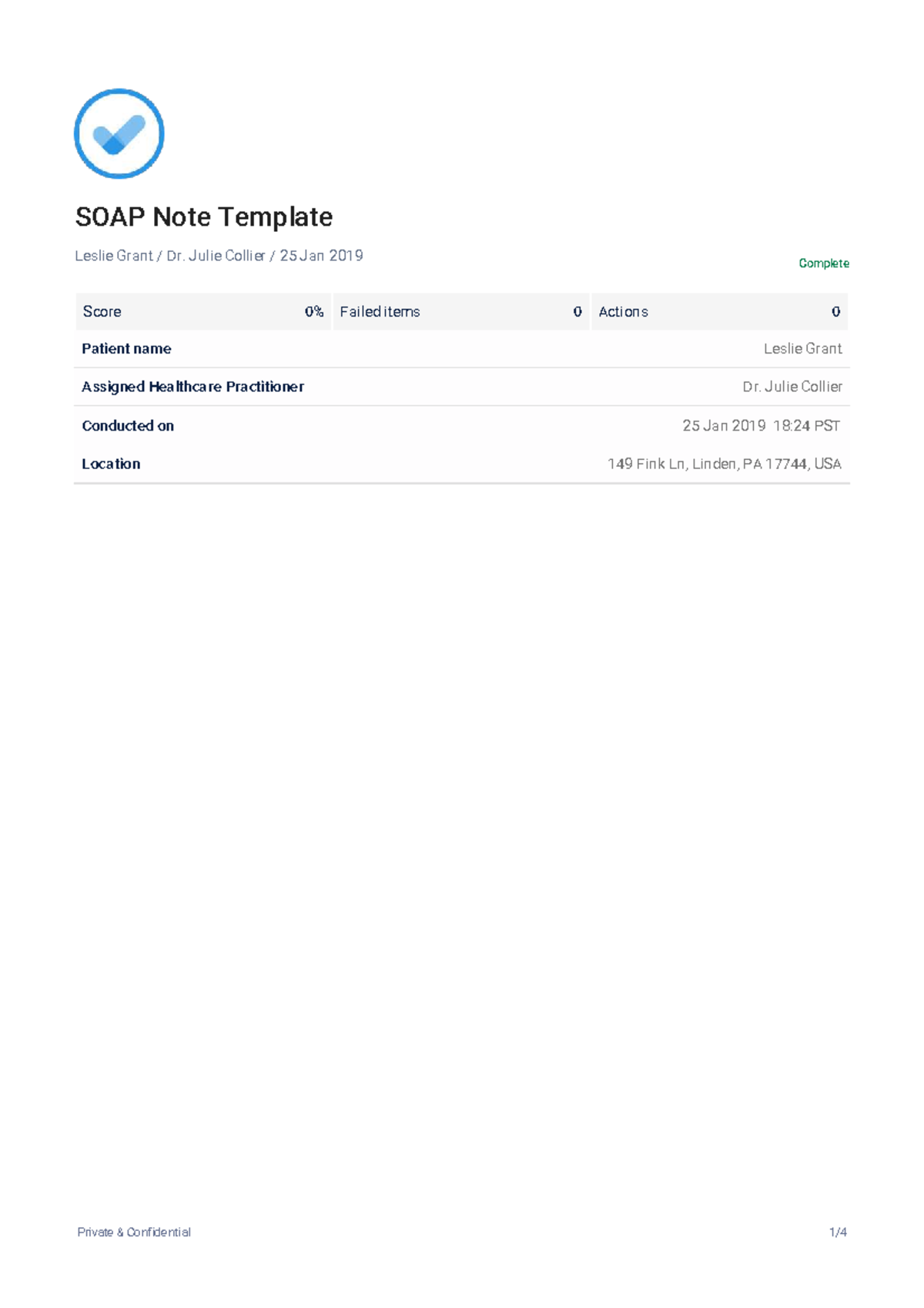 SOAP-note-example - Soap - 0% 0 0 SOAP Note Template Leslie Grant / Dr ...