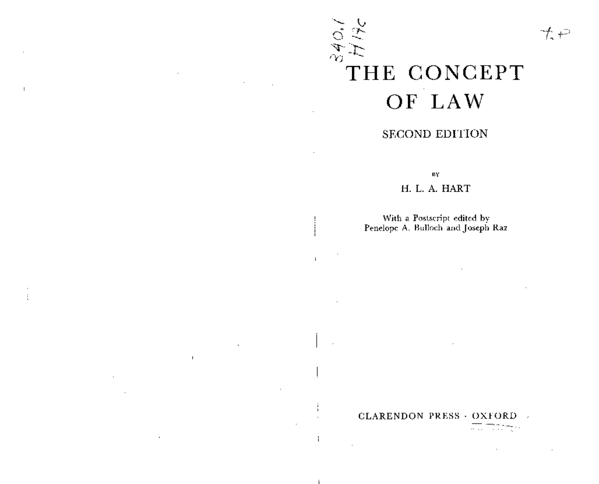 S.7; HART; THE Concept OF LAW - Teoria Juridica - Studocu