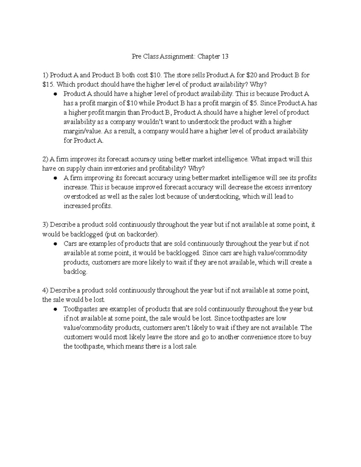 Pre Class Assignment Chapter 13 - FRO 1000S - Baruch College - Studocu