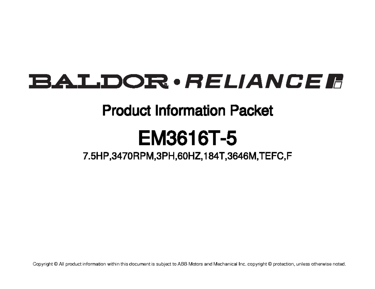 EM3616T - ficha técnica - Product Information Packet EM3616T- 7,3470RPM ...