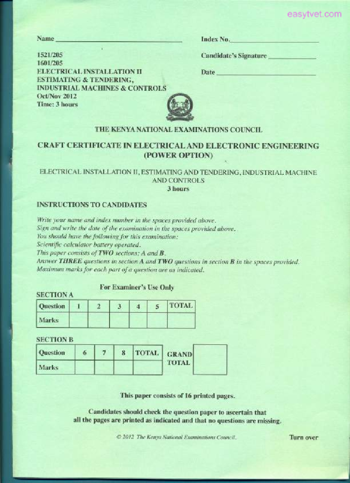 2012 nov - Past papers - Electrical and electronics engineering - Studocu
