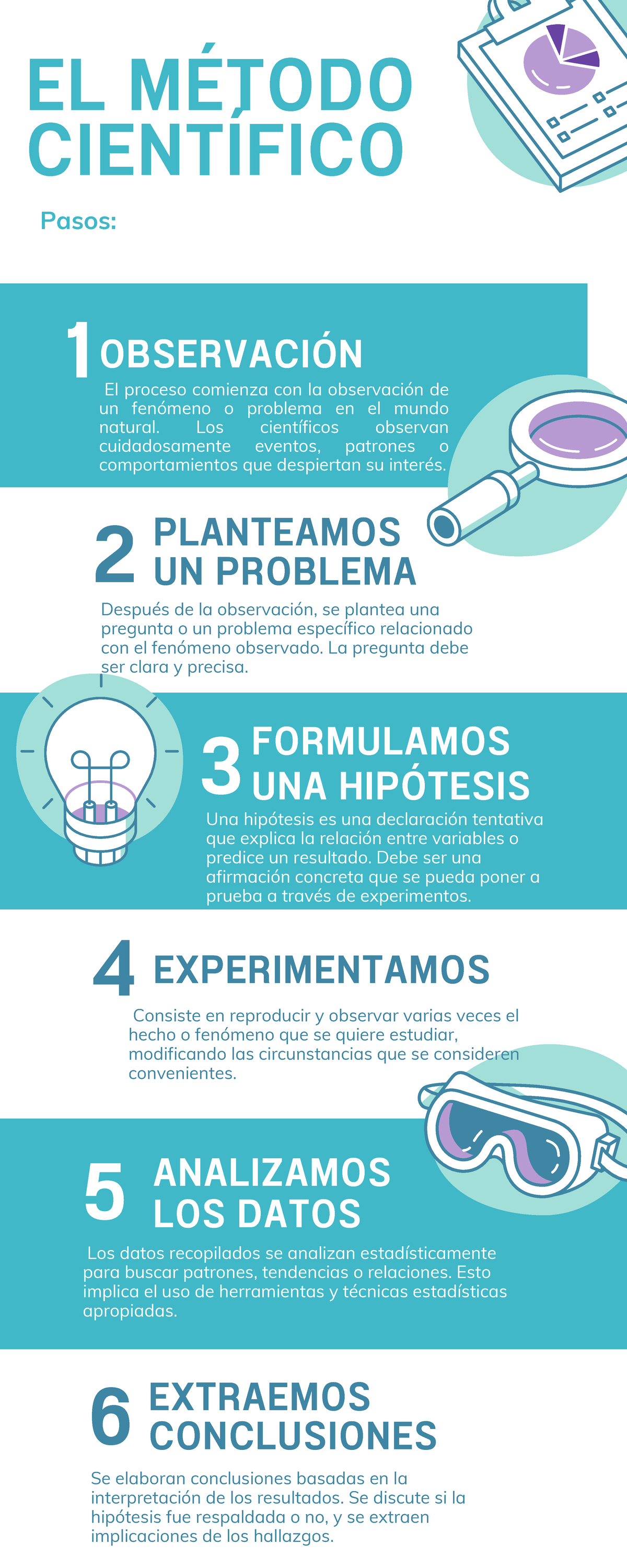 Infografía fases Método Científico ilustrado azul - EL MÉTODO ...