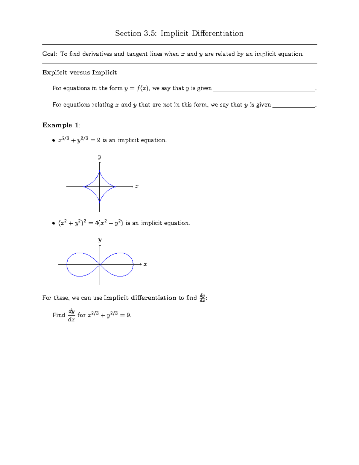 3.5 NTG- Implicit Differentiation - Section 3: Implicit Differentiation Goal: To find ...
