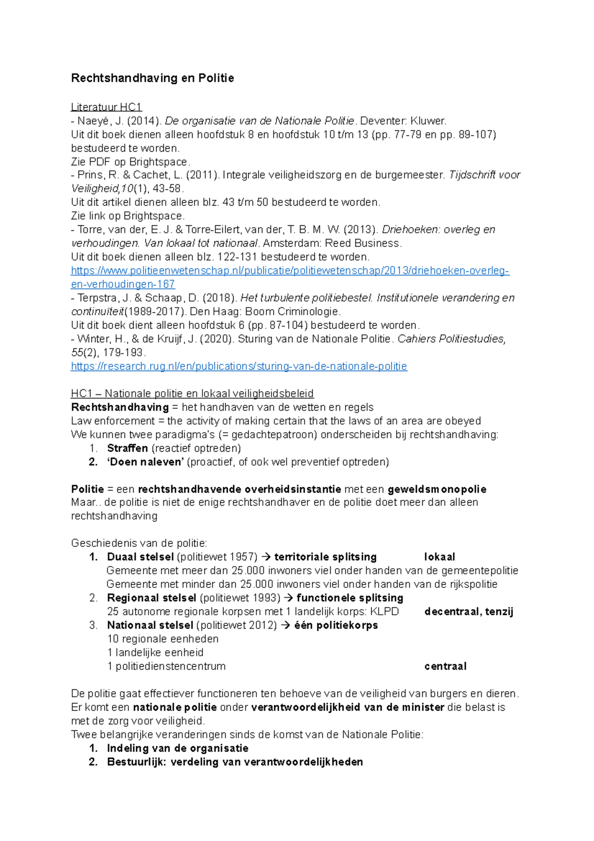 Rechtshandhaving en Politie - Rechtshandhaving en Politie Literatuur HC ...