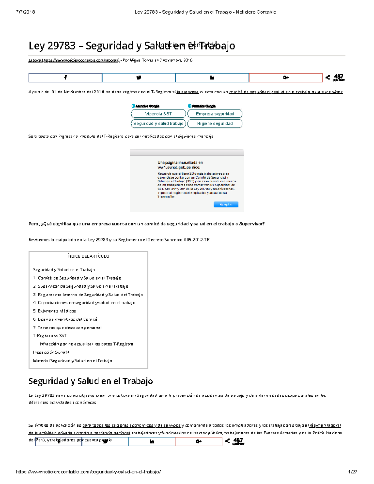 LEY 29783 - Seguridad Y Salud EN EL Trabajo - Noticiero Contable - Ley ...