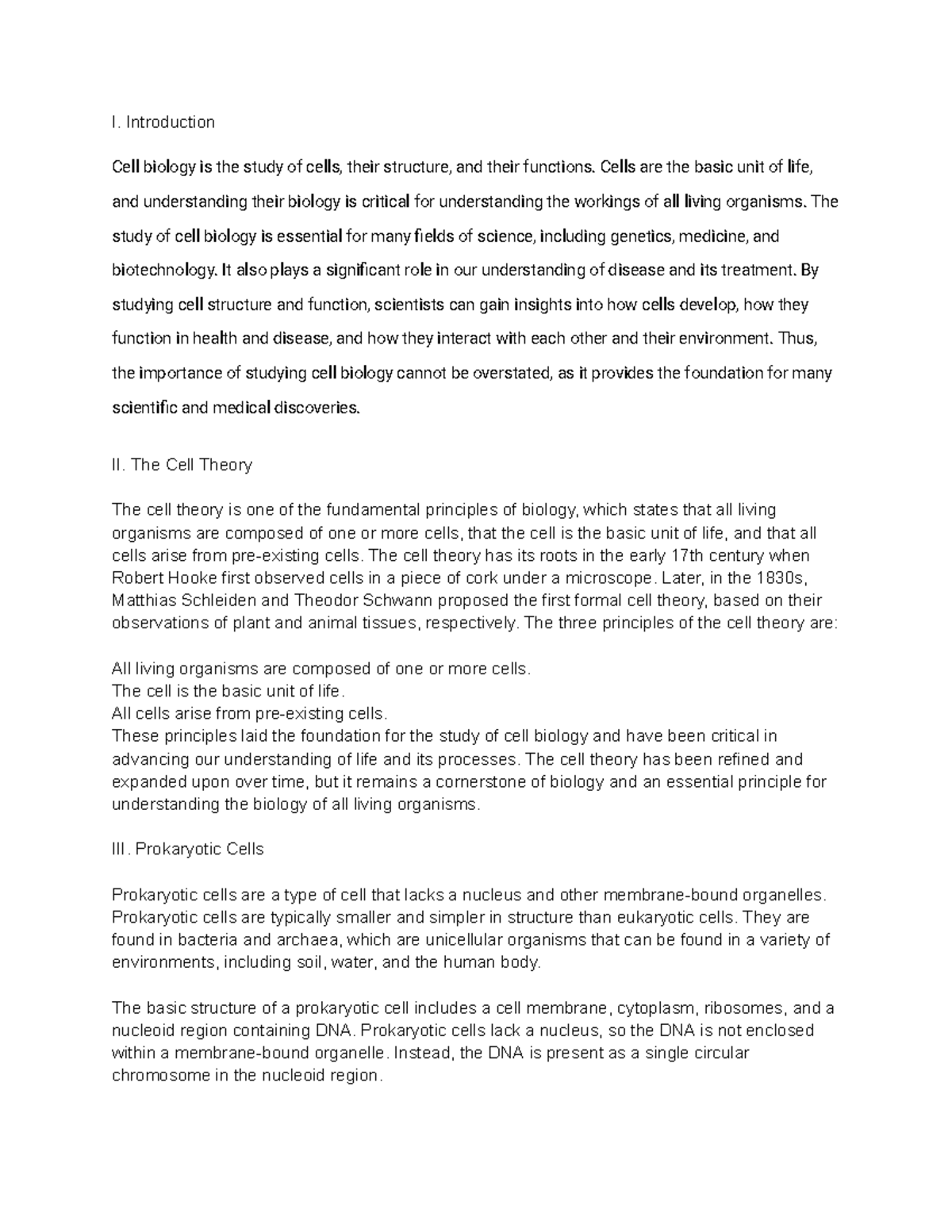 Cell Structure and Function - I. Introduction Cell biology is the study ...