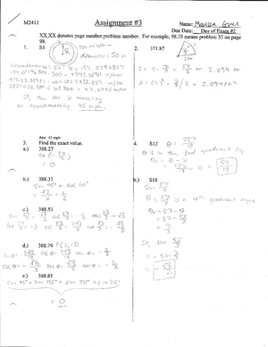 Pre-cal Assignment #5 Collected HW - Name: Ge (_ Due Date:_Day of Final ...