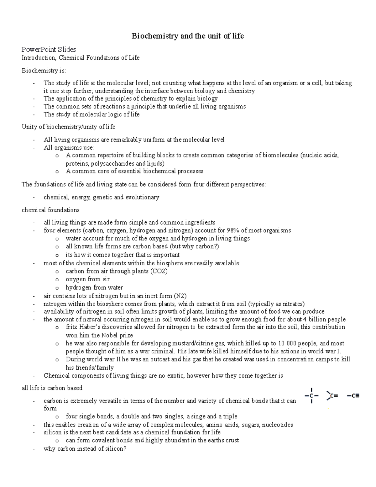 Module 1 Lectures Introduction to Biochemistry - Biochemistry and the ...