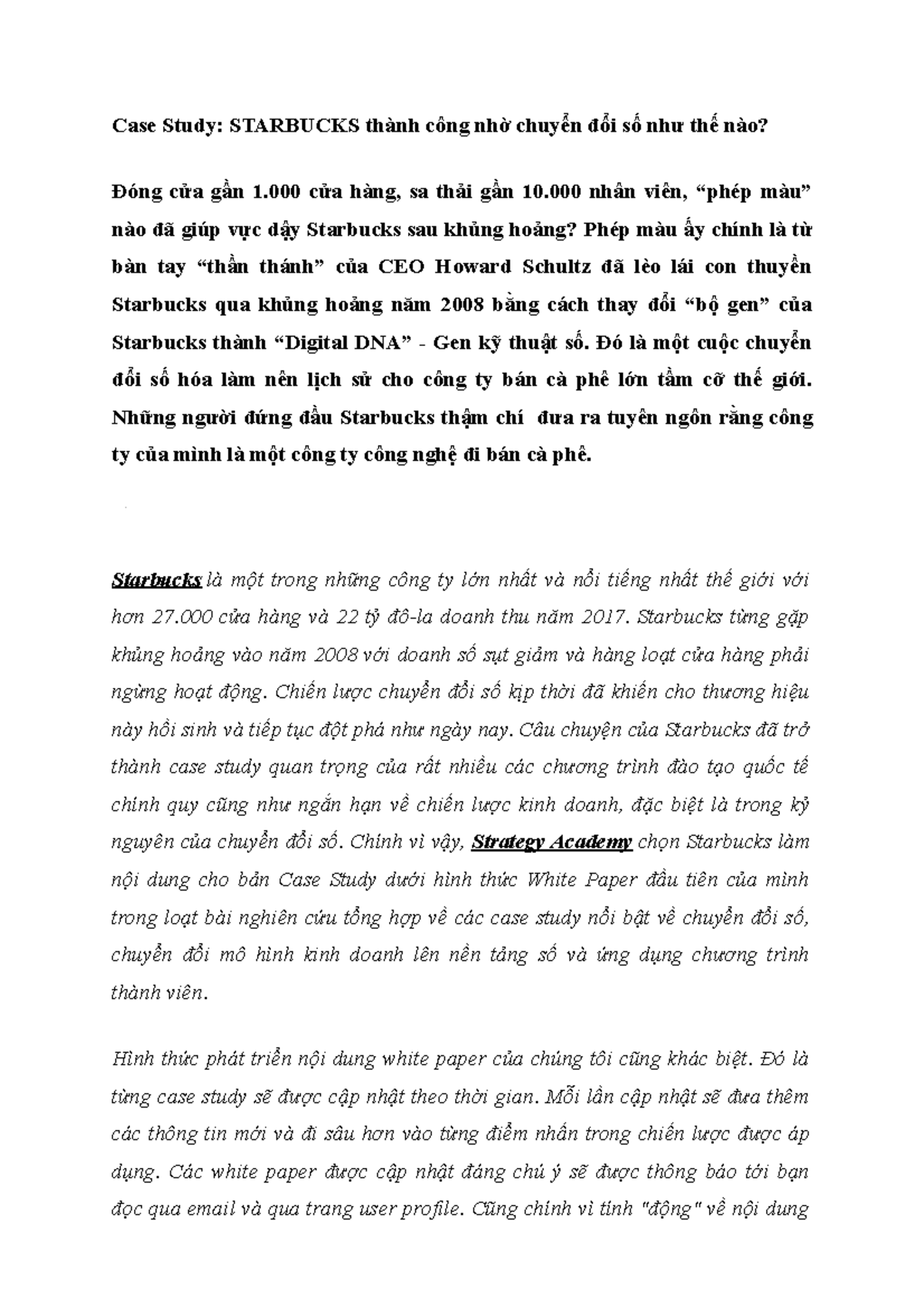 Case Study Starbucks - Case Study: STARBUCKS thành công nhờ chuyển đổi số như thế nào? Đóng cửa ...