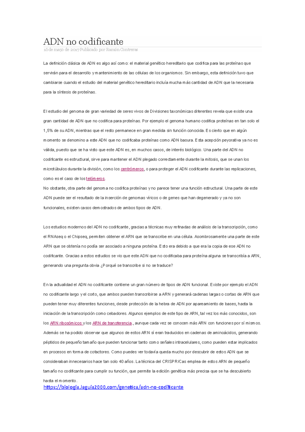 ADN no codificante - Si quieres saber mas, buscar mas a detalle - ADN ...