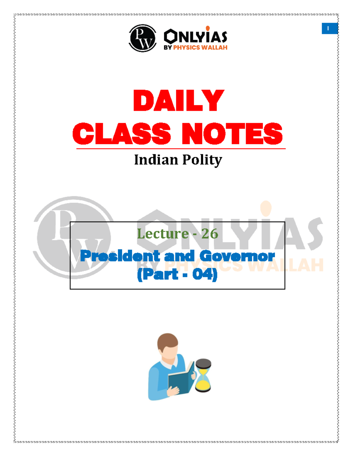 President and Governor Part 04 26 : Daily Class Notes - Lecture - 26 ...