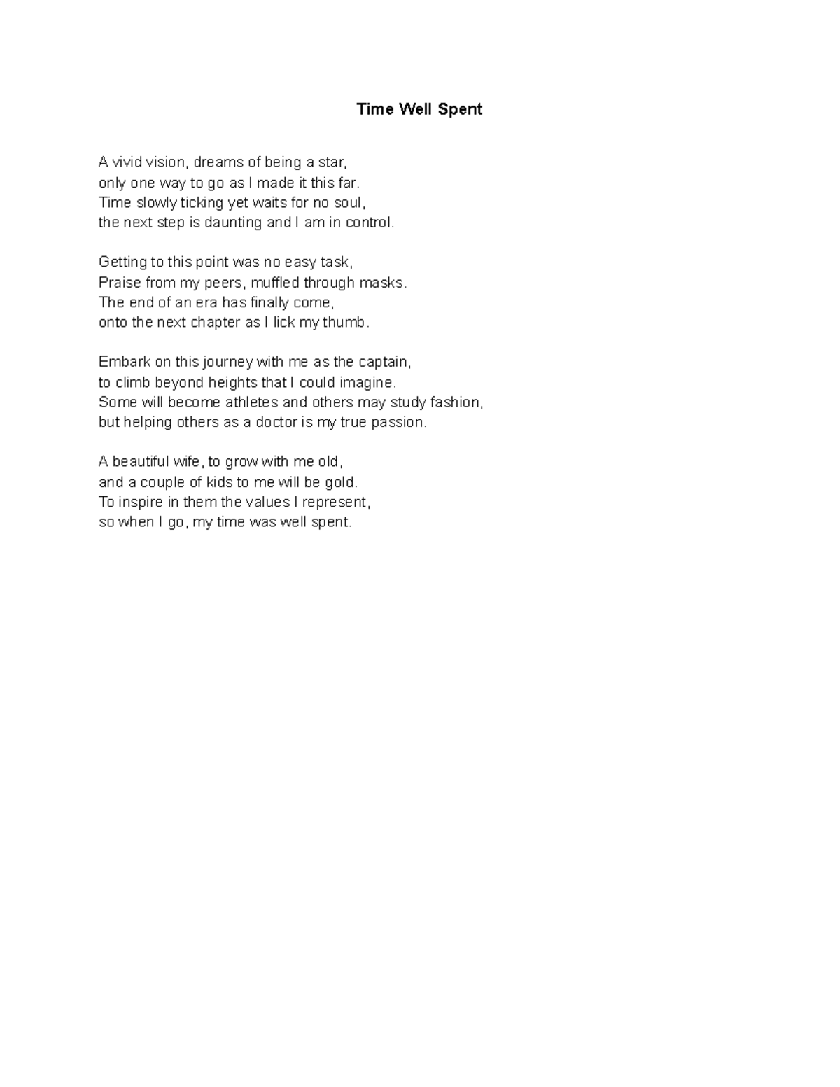 English haiku Poem - Time Well Spent A vivid vision, dreams of being a ...