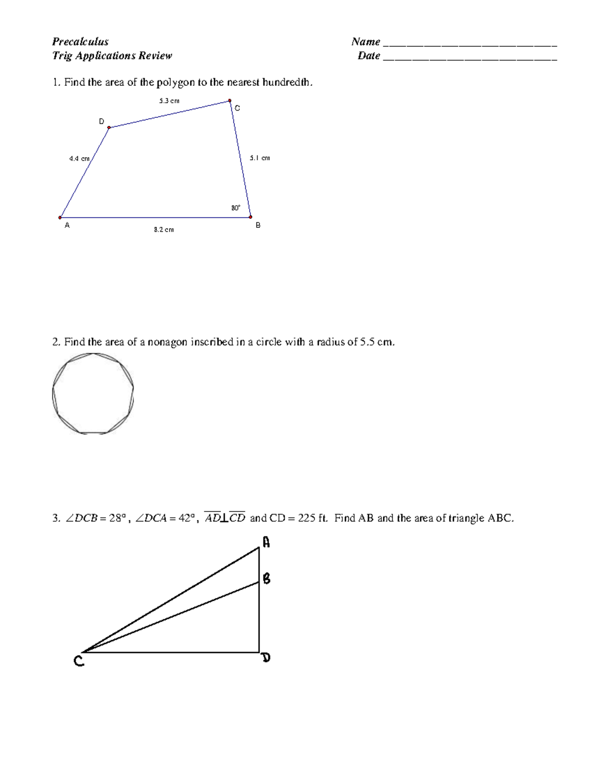 U8D8 - Test Review - test - Precalculus Name ...