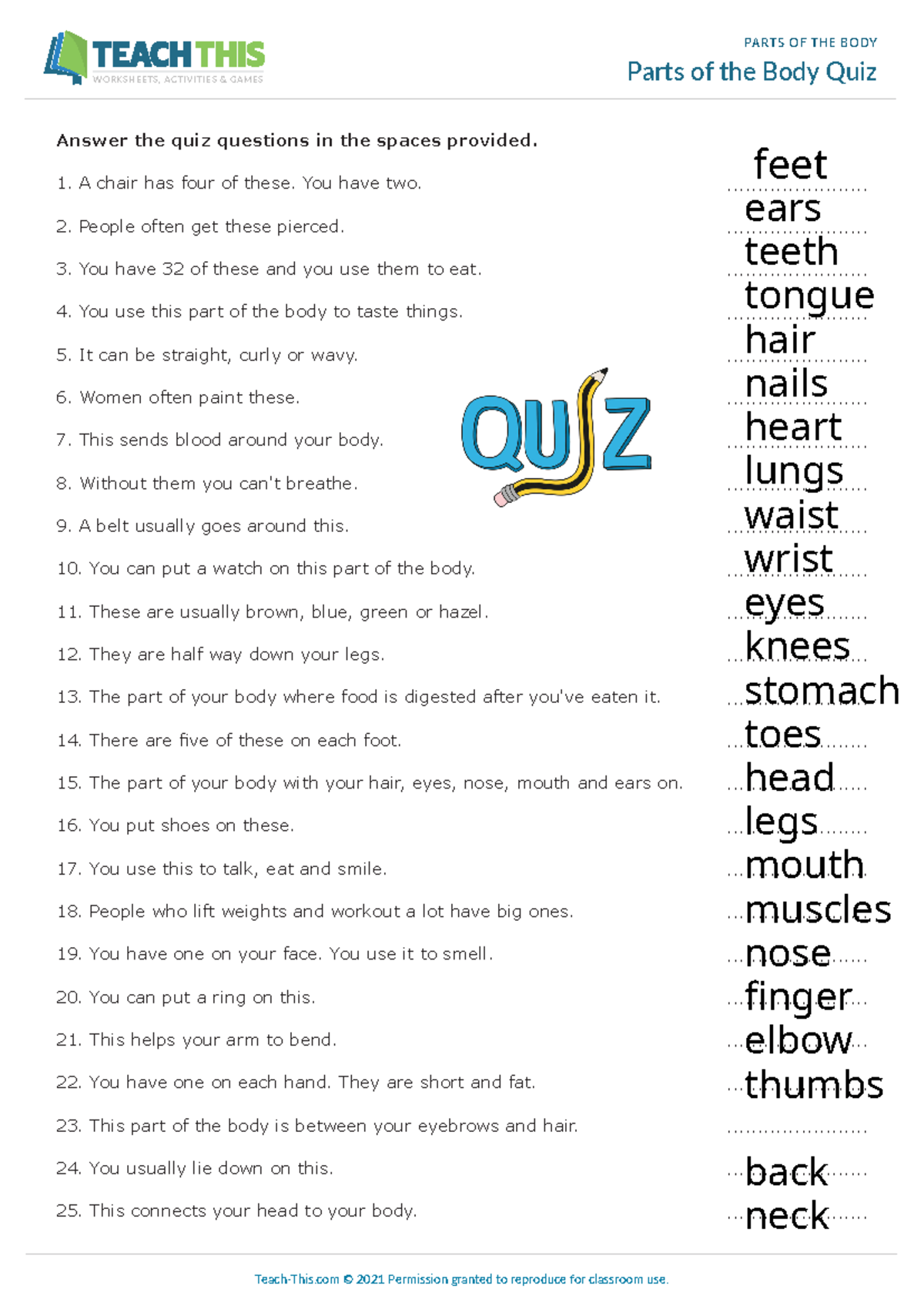 Parts-of-the-body-quiz-2 - PARTS OF THE BODY Parts of the Body Quiz ...