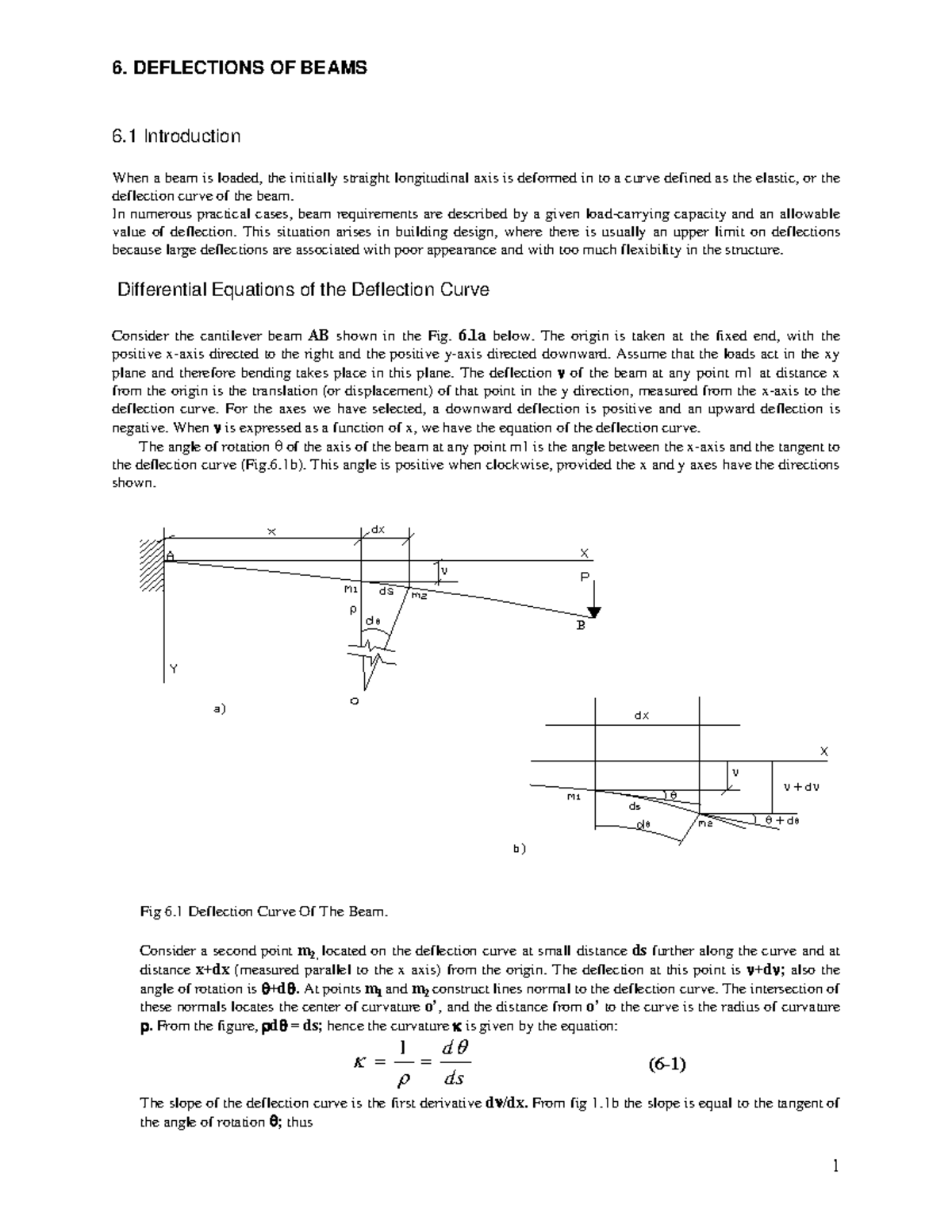 Ch.- 6- Deflections - deflection - 6. DEFLECTIONS OF BEAMS 6 Introduction When a beam is loaded ...