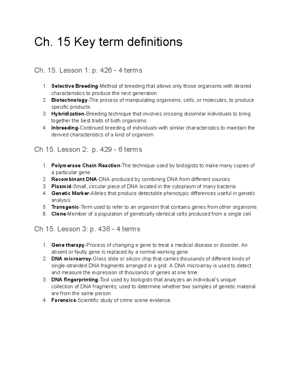 Ch. 15 Key term definitions - Ch. 15 Key term definitions Ch. 15 ...