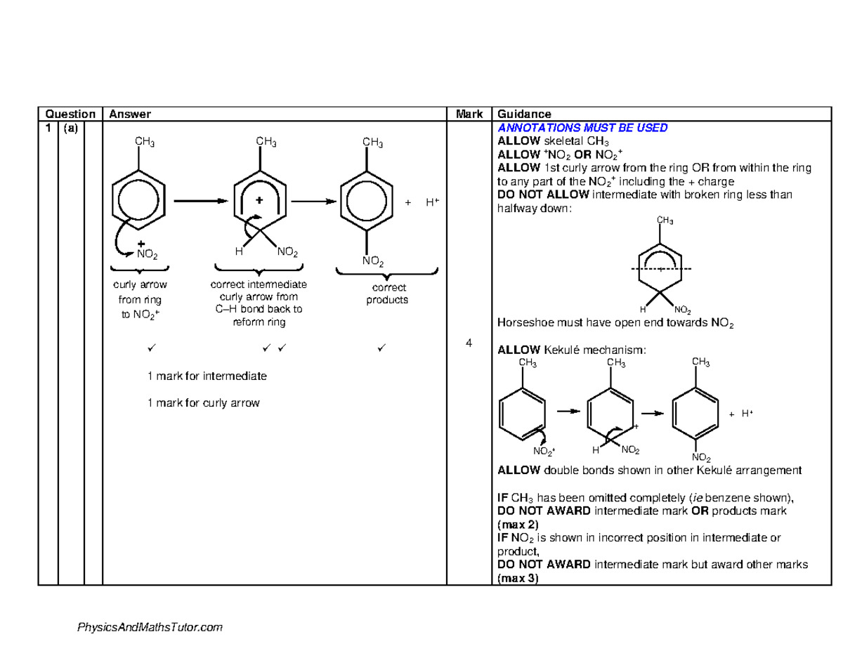 Aromatic Compounds 2 MS - Question Answer Mark Guidance 1 (a) CH 3 NO 2 ...
