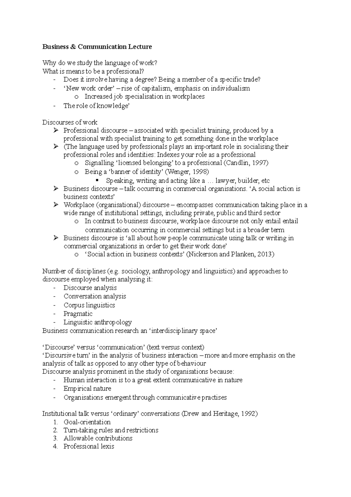 Business & Communication Lecture - Business & Communication Lecture Why ...