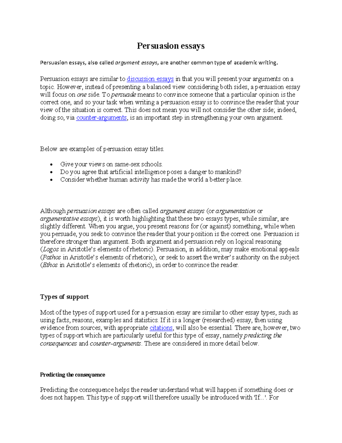 Persuasive Essay - Lecture notes - Advanced Writing - 10 - Persuasion ...