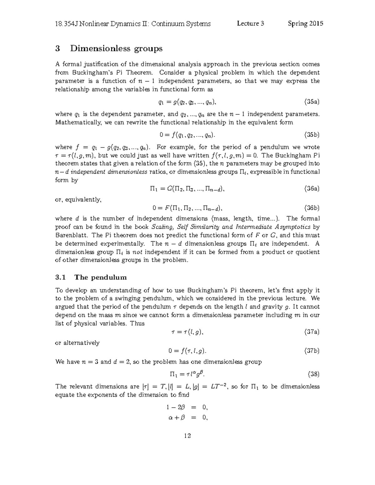 Dimensionless Groups (PDF) - 3 Dimensionless groups A formal justification of the dimensional ...
