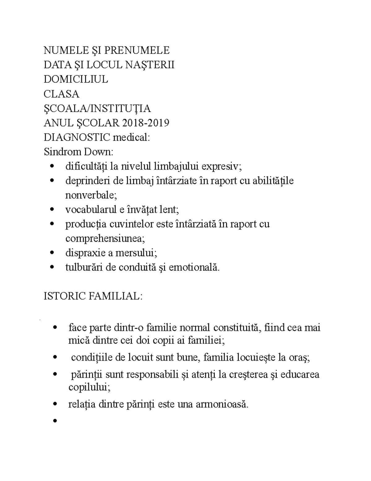 Proiect ed incluziv - pedagogie - NUMELE ŞI PRENUMELE DATA ŞI LOCUL ...