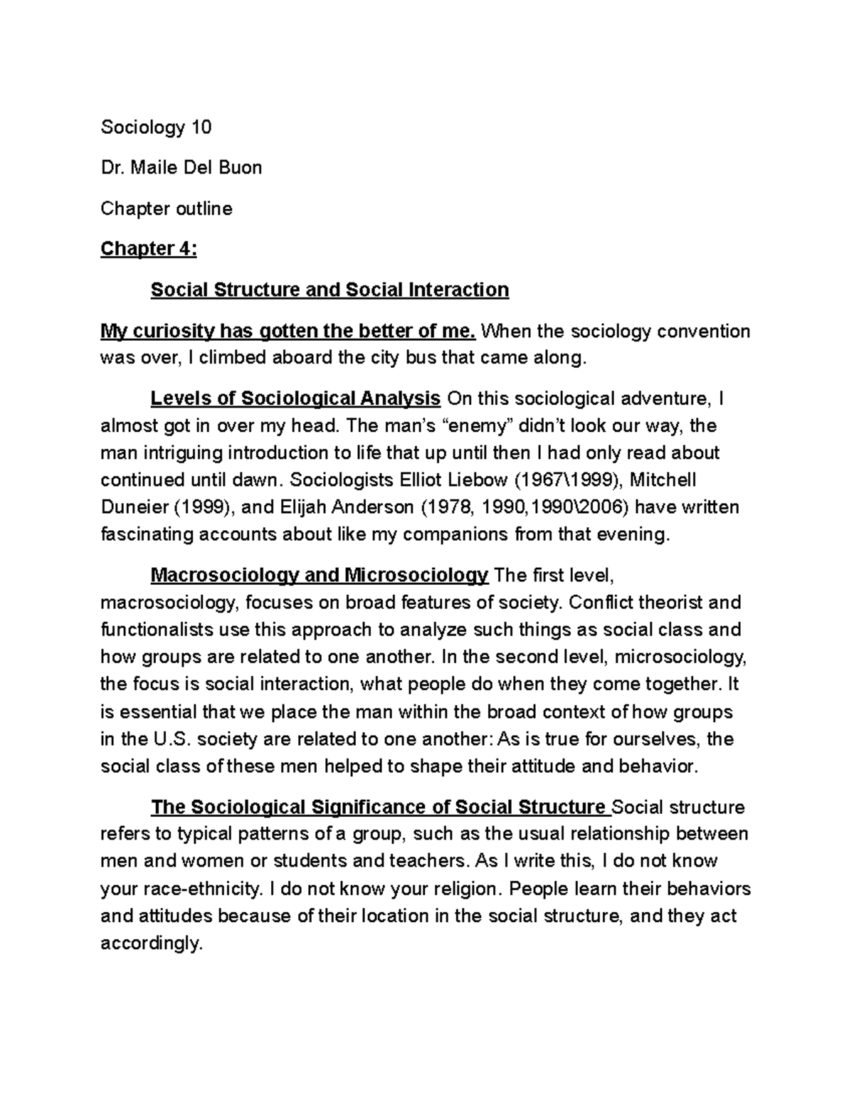 Sociology 10 chapter 4 - Sociology 10 Dr. Maile Del Buon Chapter ...