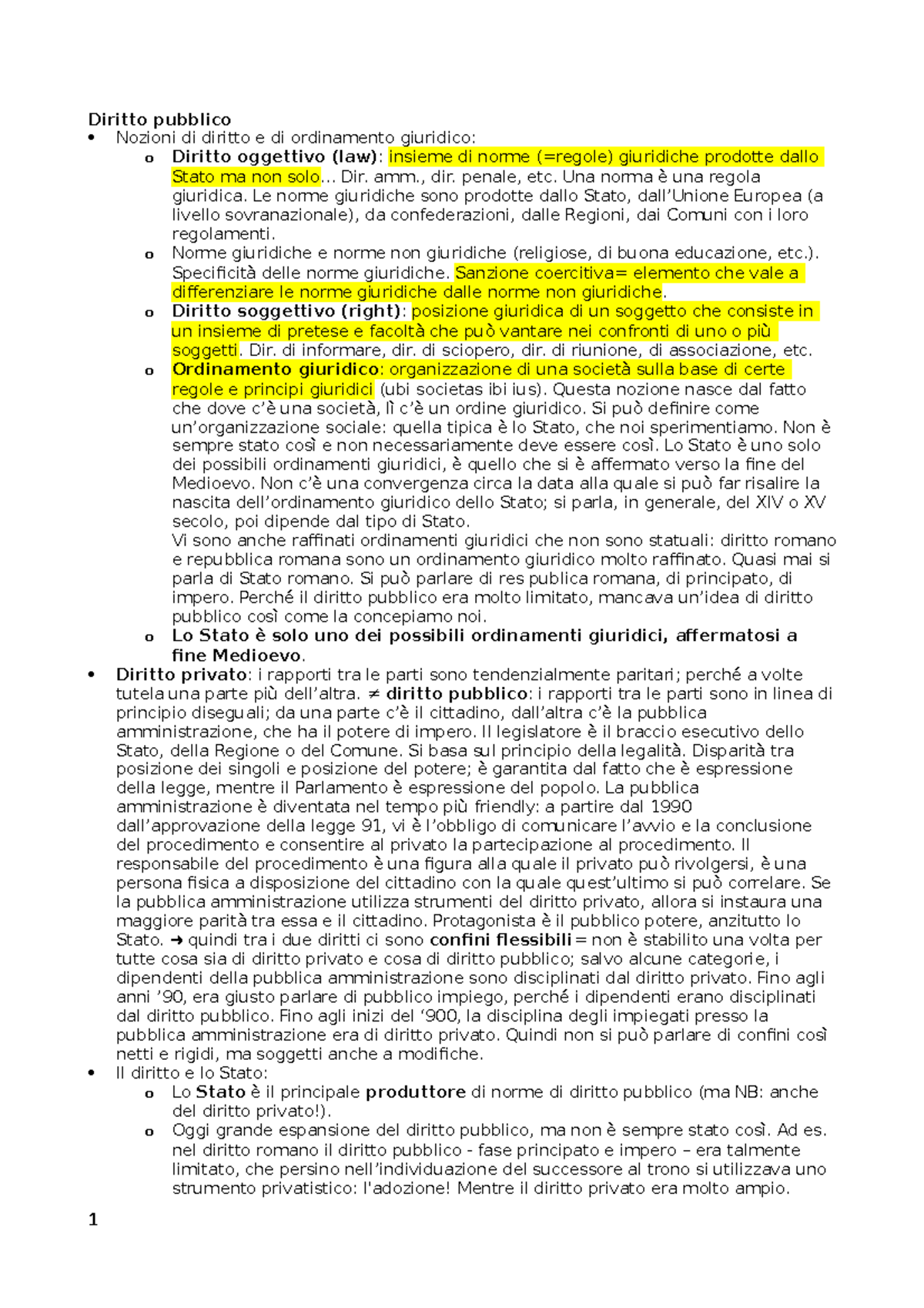 Appunti diritto pubblico - Diritto pubblico Nozioni di diritto e di ...