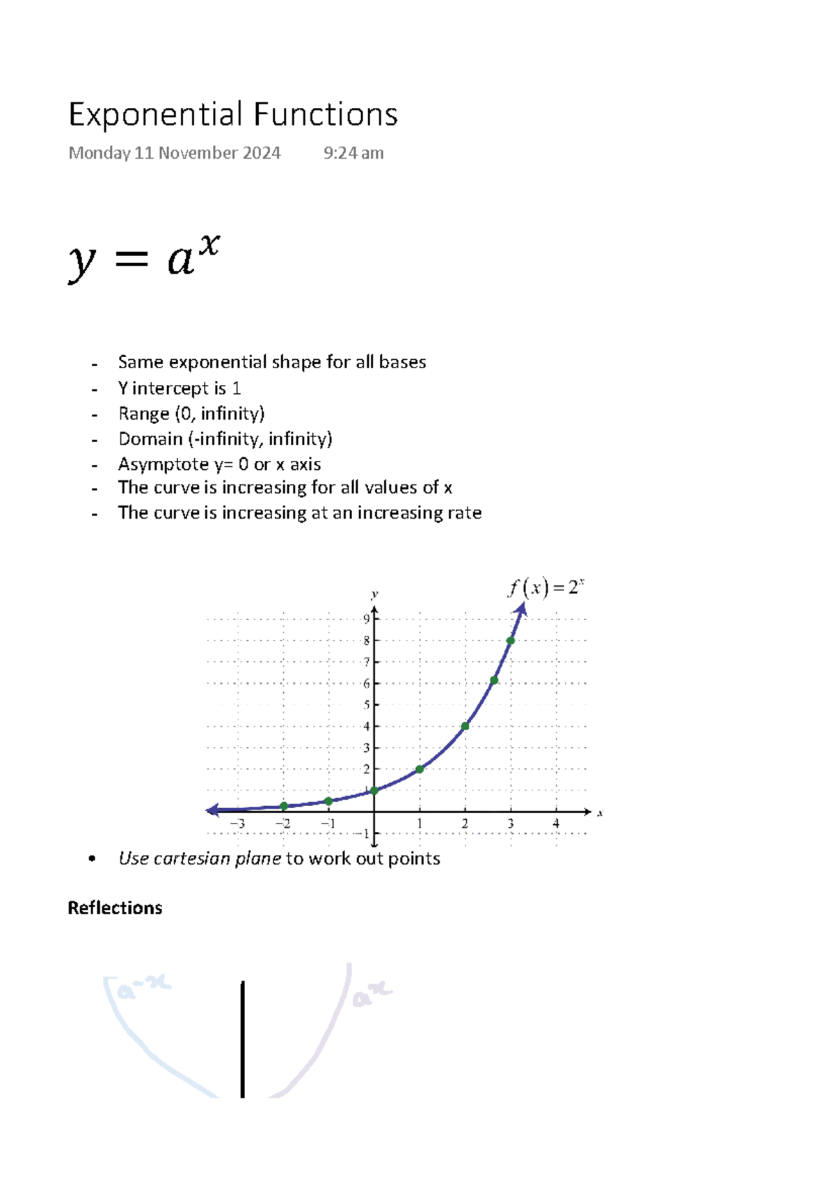 Exponential Functions 𝑦 𝑎 Same Exponential Shape For All Bases Y