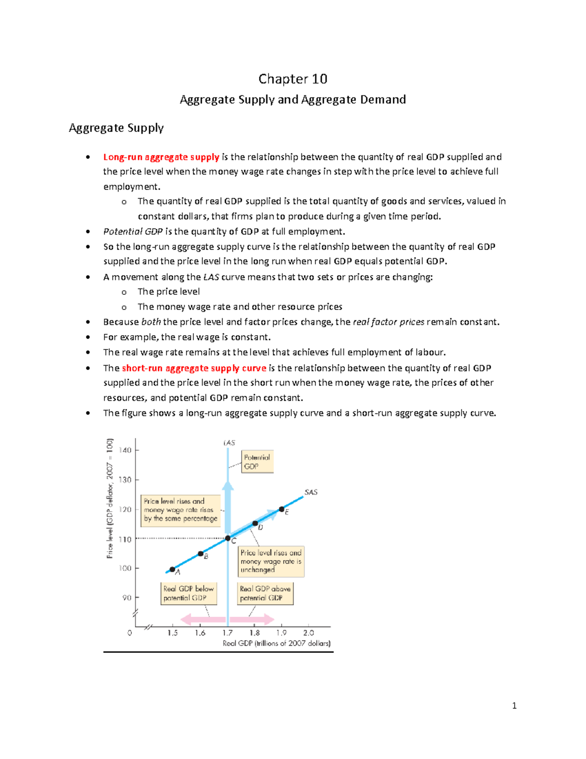 Macro 1022 - Chapter 10 Textbook Notes - 2019 - Chapter 10 Aggregate ...
