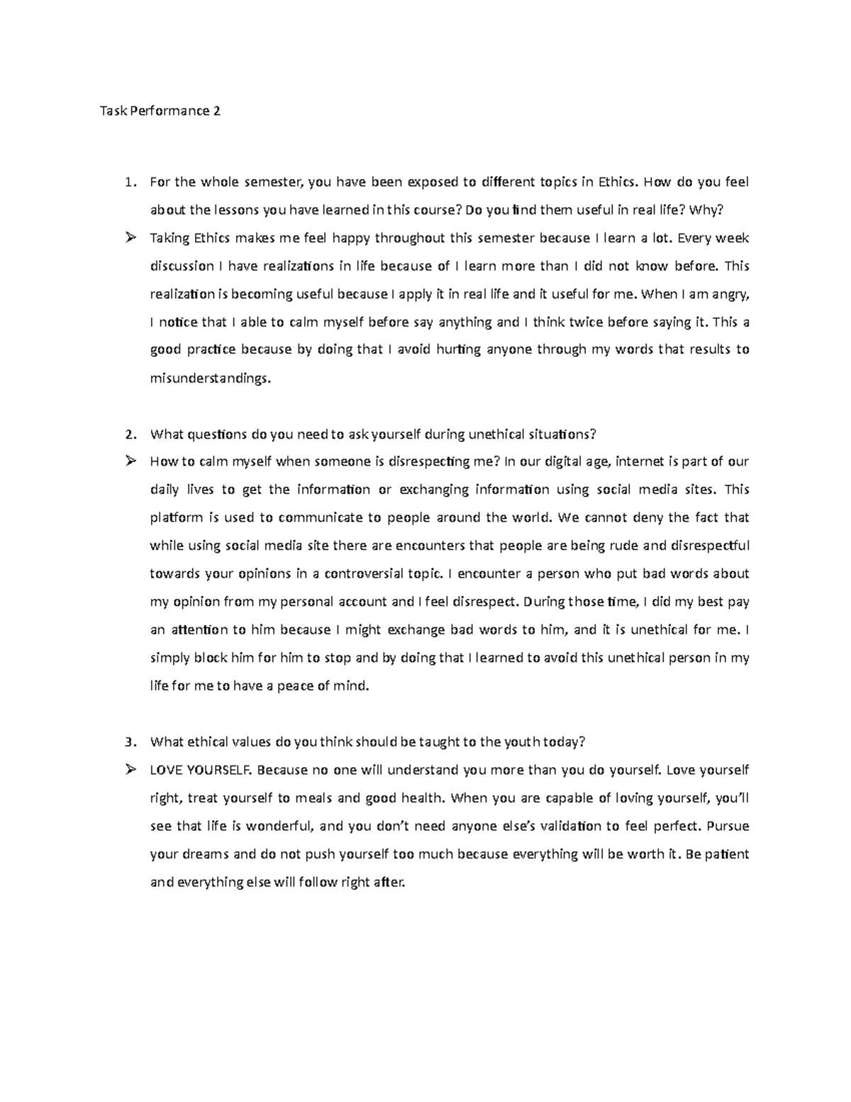 Task Performance 2 Finals - Task Performance 2 For the whole semester ...