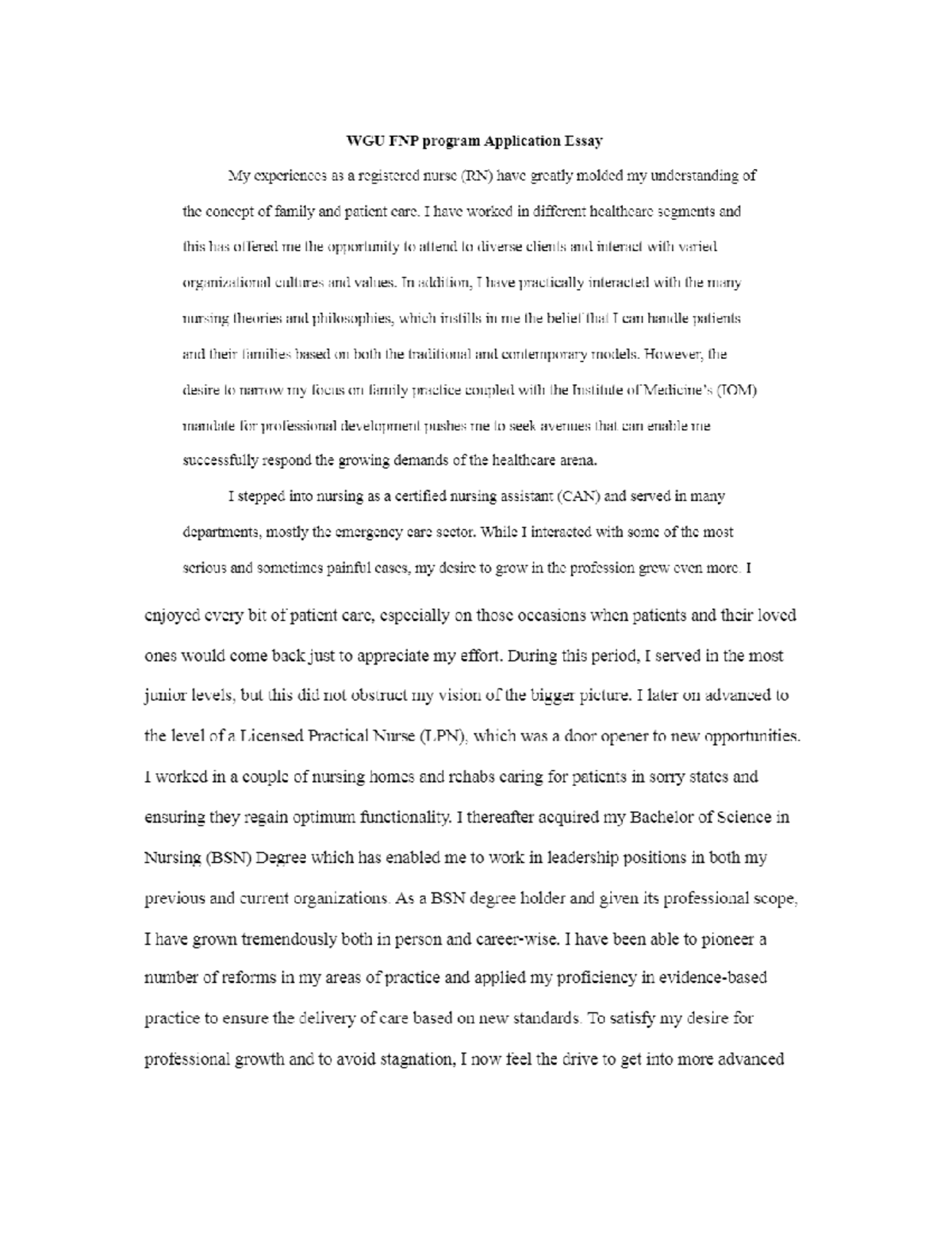 WGU application essay example - JYT TASK2 - Studocu
