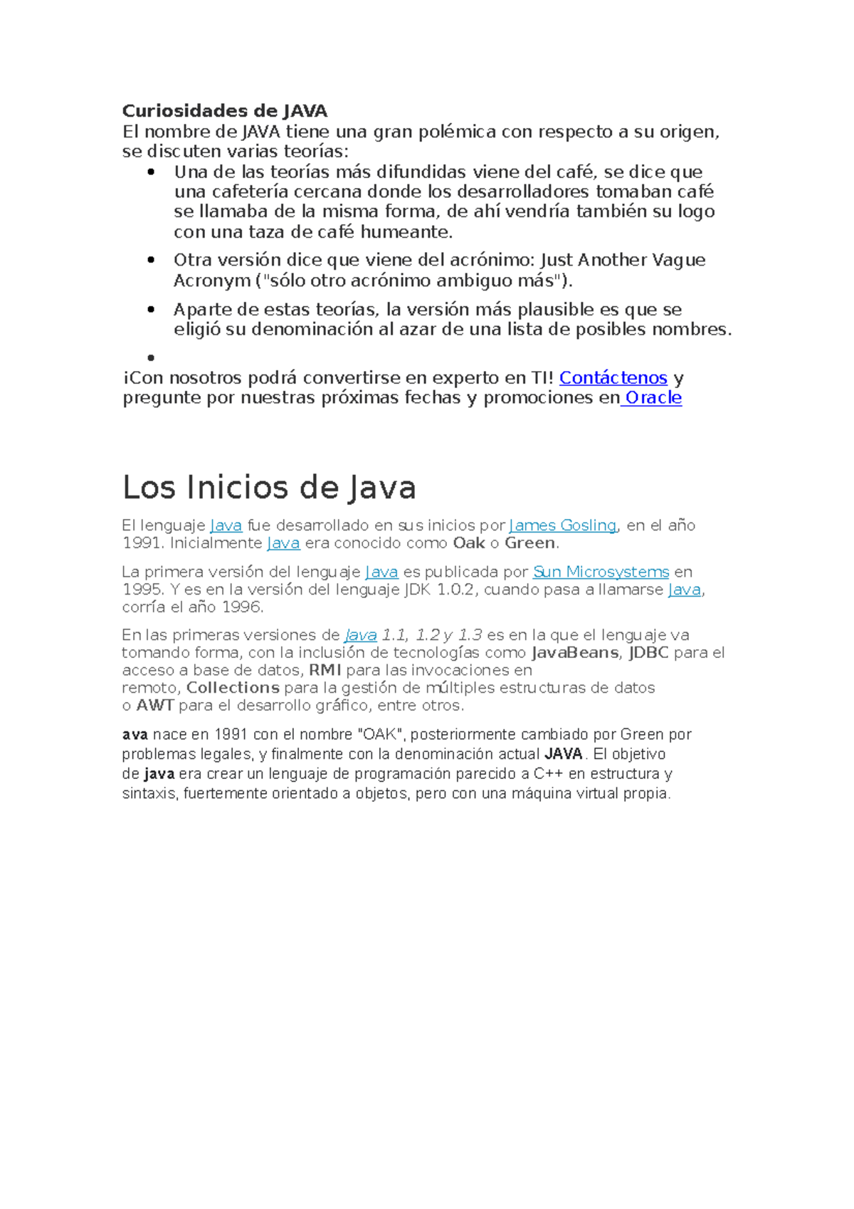 Curiosidades de JAVA - introduccion a la programacion - Curiosidades de ...