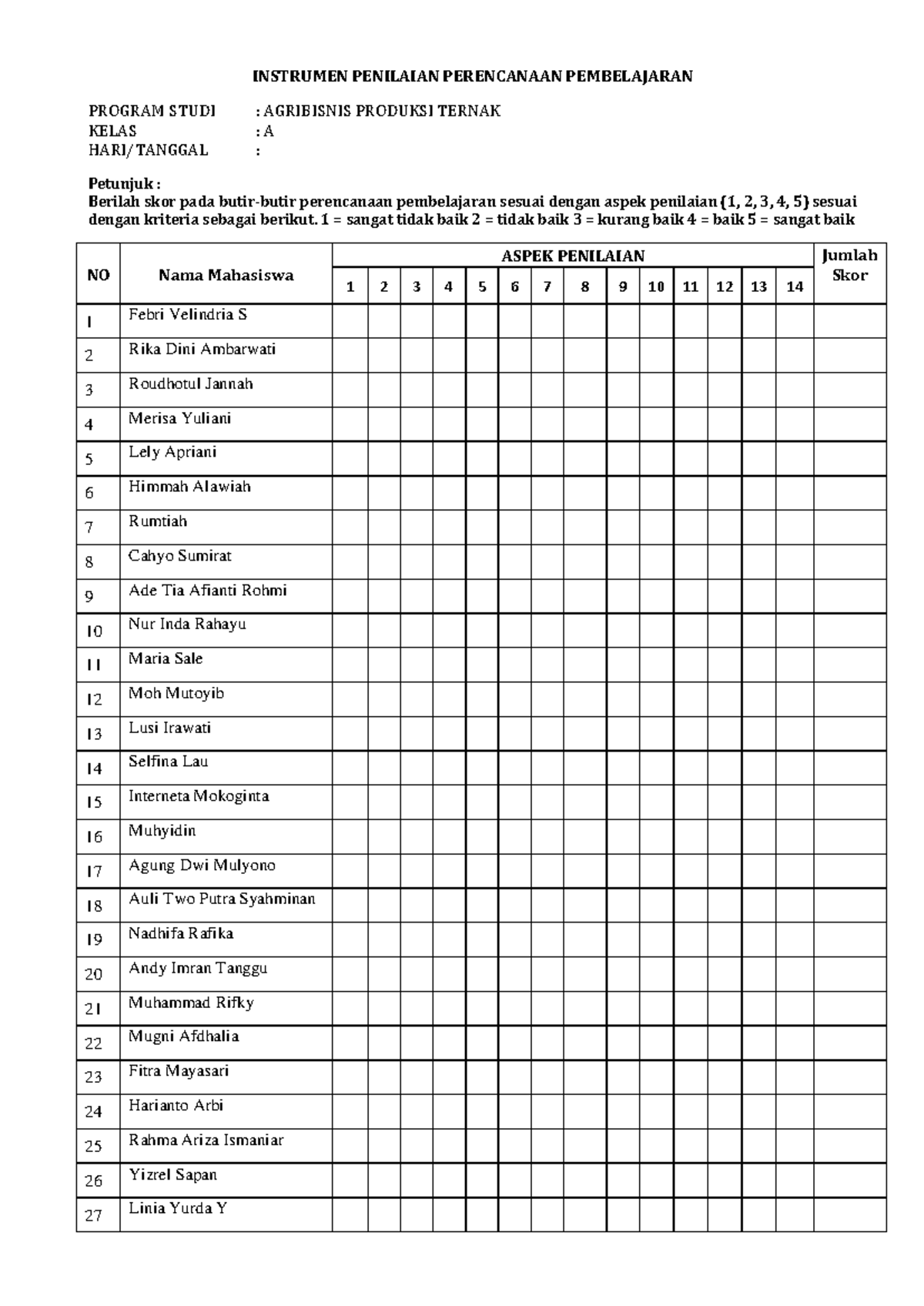 Instrumen- Penilaian-RPP - INSTRUMEN PENILAIAN PERENCANAAN PEMBELAJARAN ...