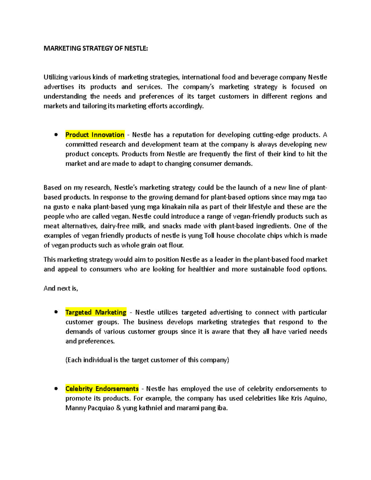 Direct MKTG - Marketing Strategy OF Nestle - MARKETING STRATEGY OF ...