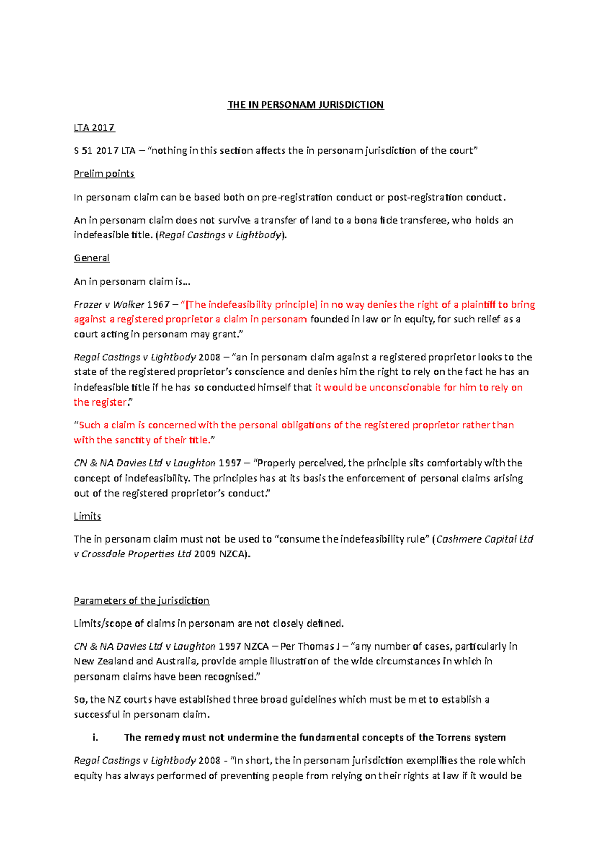 4 indefeasibility - the in personam jurisdiction - THE IN PERSONAM ...