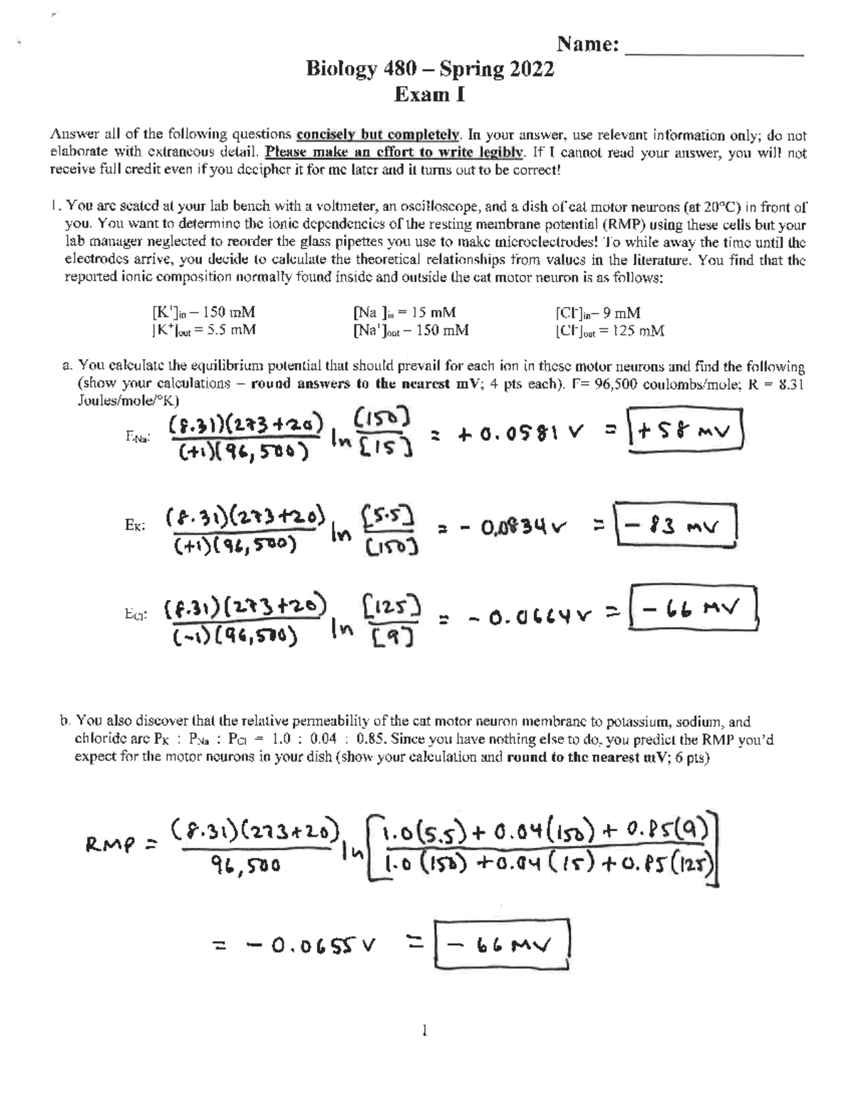 Exam I - reasonable answers with explanations - BIO 480 - Studocu