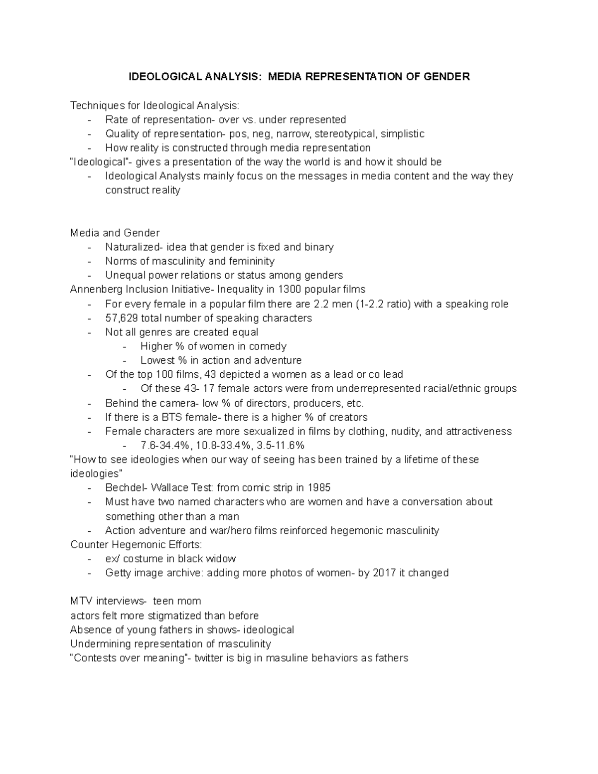 Unit 2 Lesson 6: Ideological Analysis-Media Representation of Gender ...