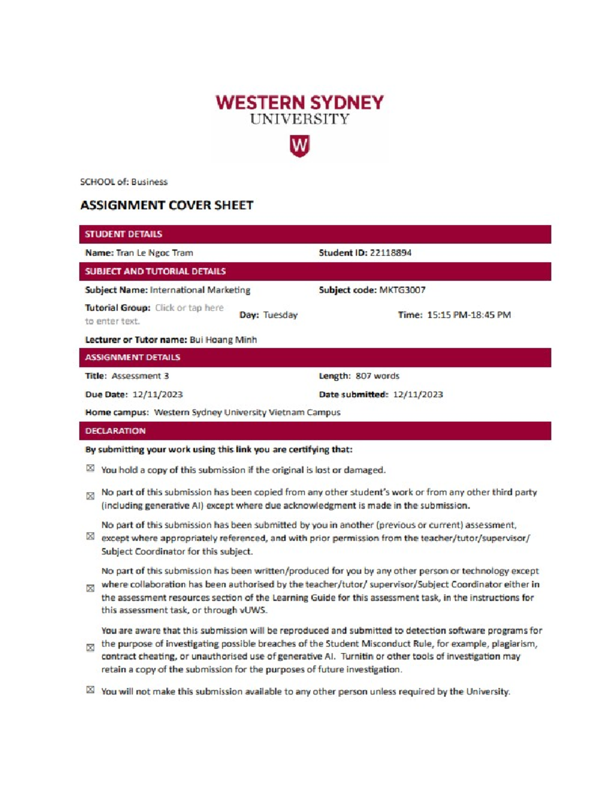 Tran Le Ngoc Tram 22118894 Assessment 3 - Moving on, we'll take a look at Vinfast's main ...