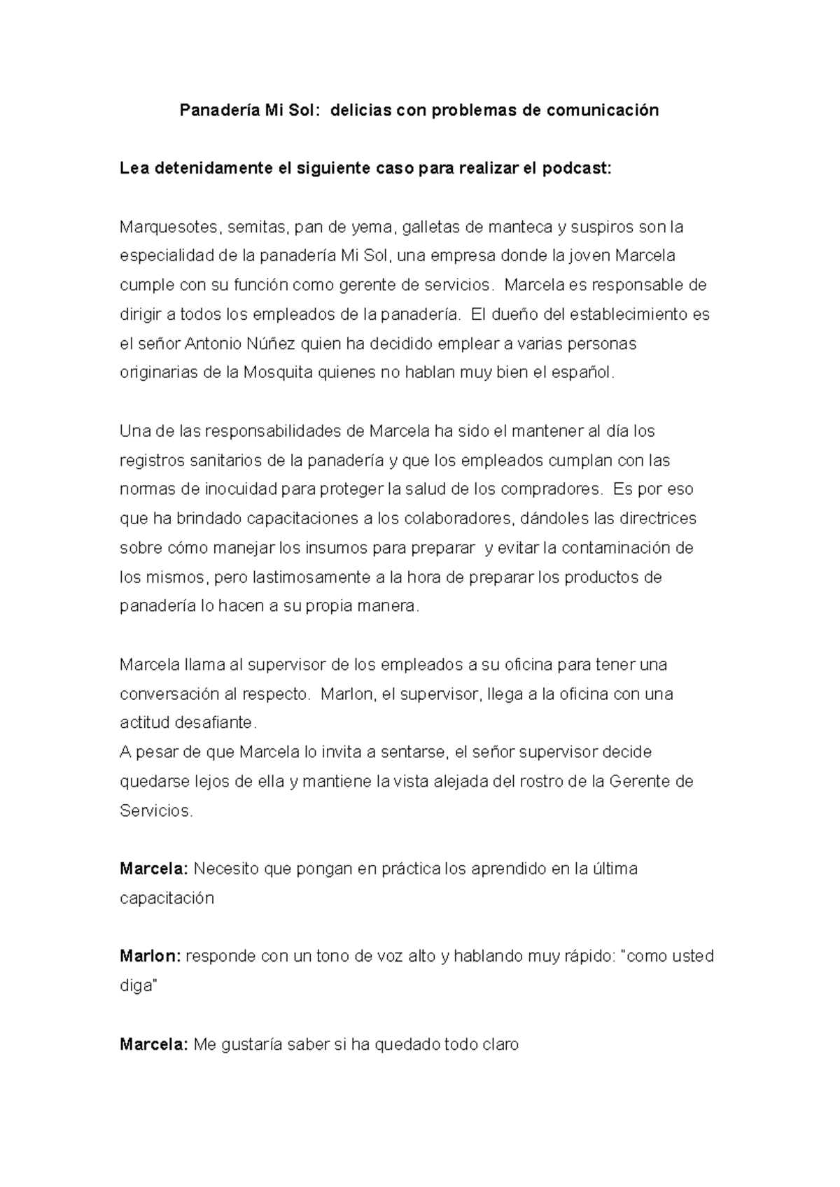 Actividad 1 Podcast Caso Panader Ã­a Mi Sol - Panadería Mi Sol ...