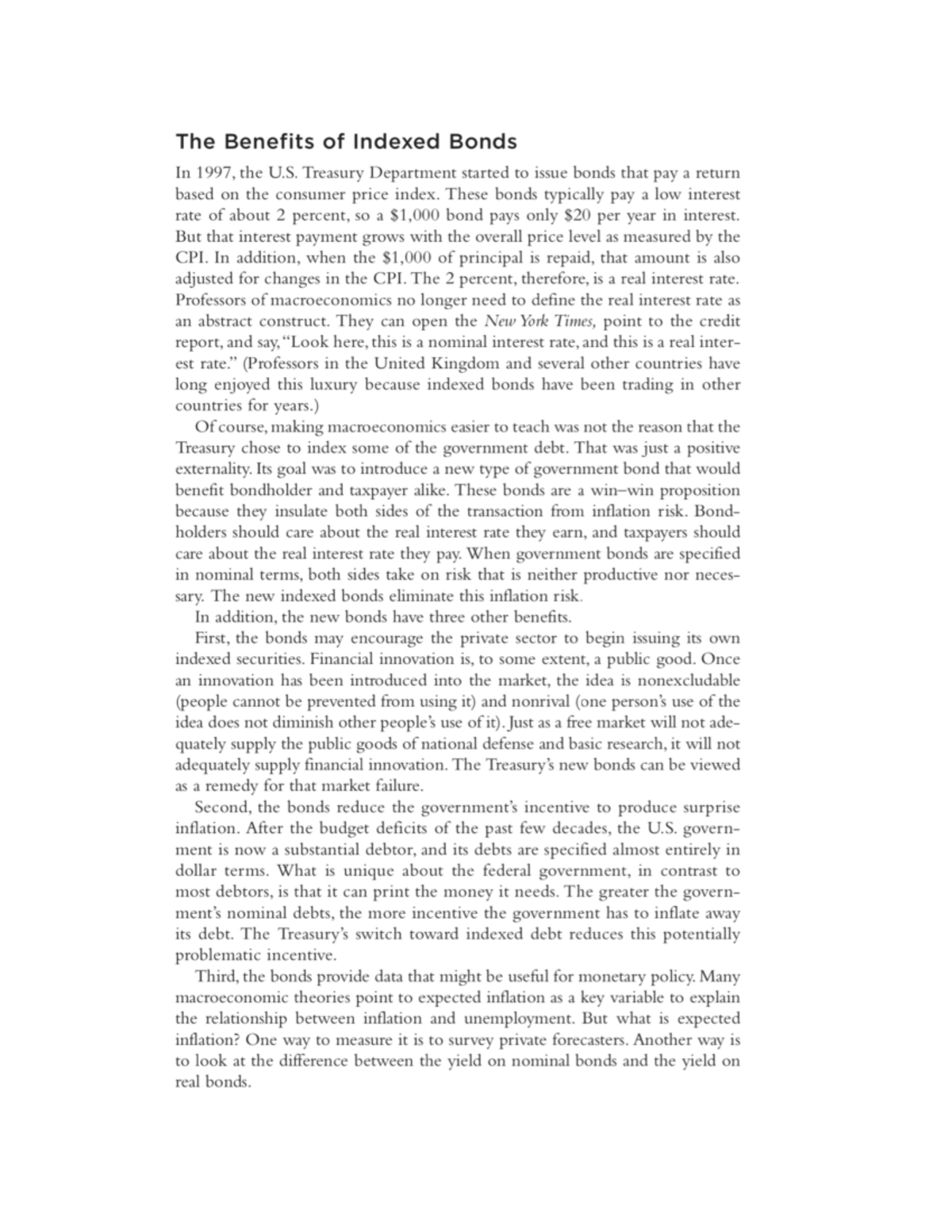 The Benefits of Indexed Bonds - MACRO ECONOMICS - Studocu