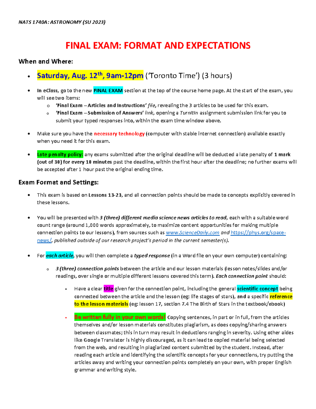 1 1740 - Exam 2 - Format and Expectations - NATS 1740A: ASTRONOMY (SU ...