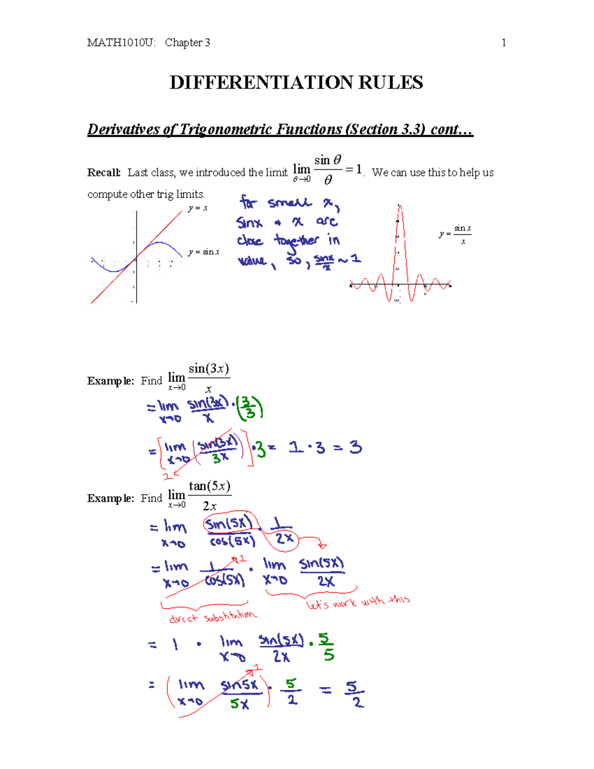 Week 4.1 (3 - notes for regular calc no integral - DIFFERENTIATION ...